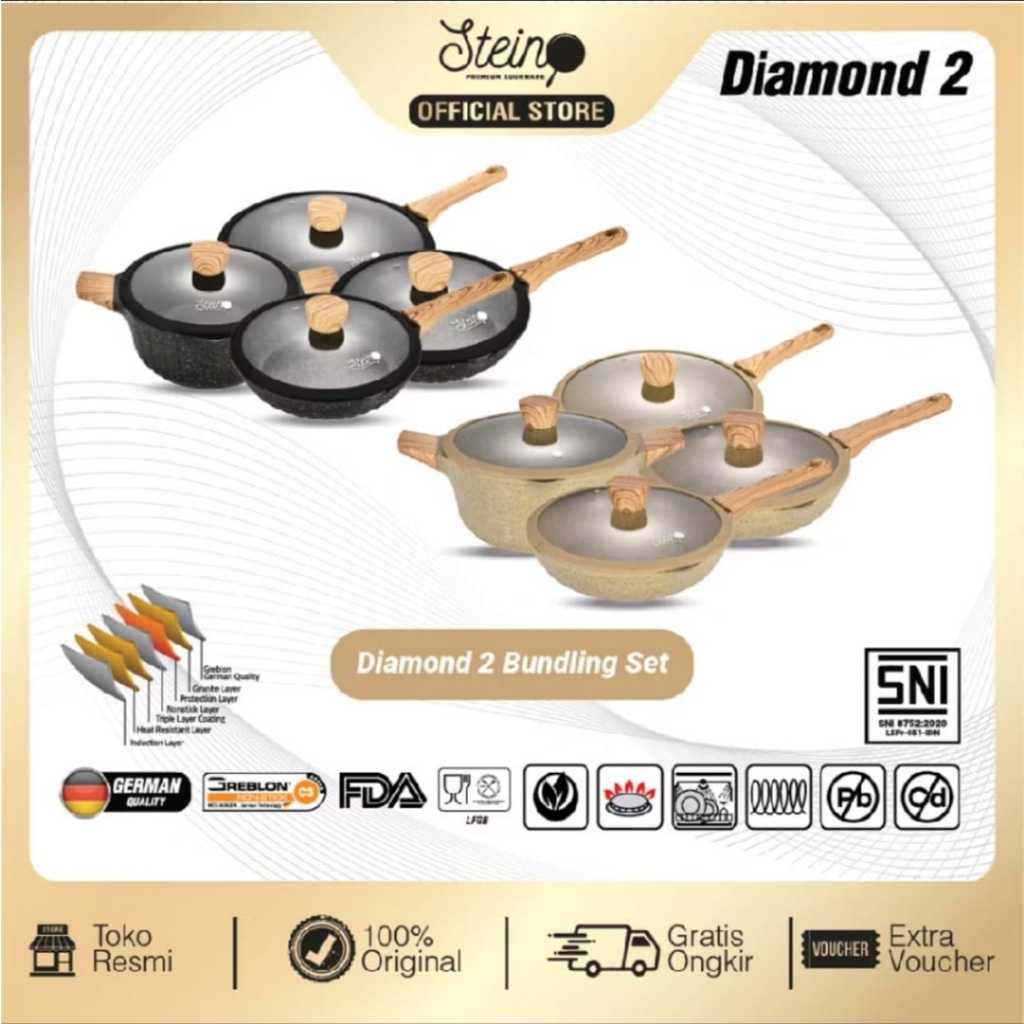 Jual Stein Cookware Paket Diamond Granite Series Steincookware | Shopee ...