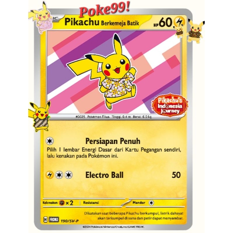 Jual PROMO ORI! Pikachu Batik Motif Bunga Flower v4 kartu Pokemon Indonesia | Shopee Indonesia