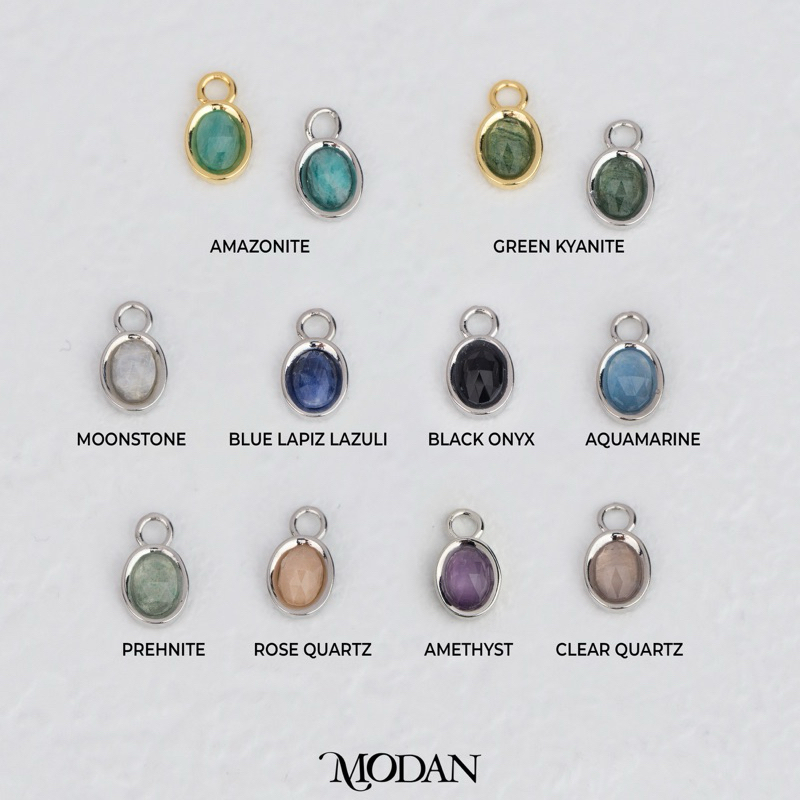 Jual MODAN DIY CHARM - Natural Gemstones Charm Liontin Batuan Alam Oval ...