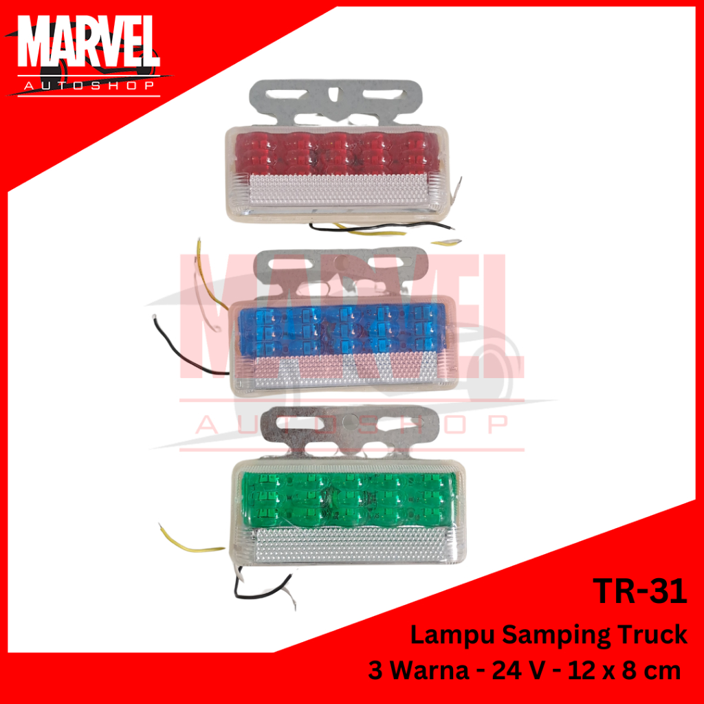Jual LAMPU LED SAMPING BAK TRUCK TRUK KOTAK PERSEGI PANJANG 24V 24 VOLT 3 WARNA SEIN LIGHT 21 ...
