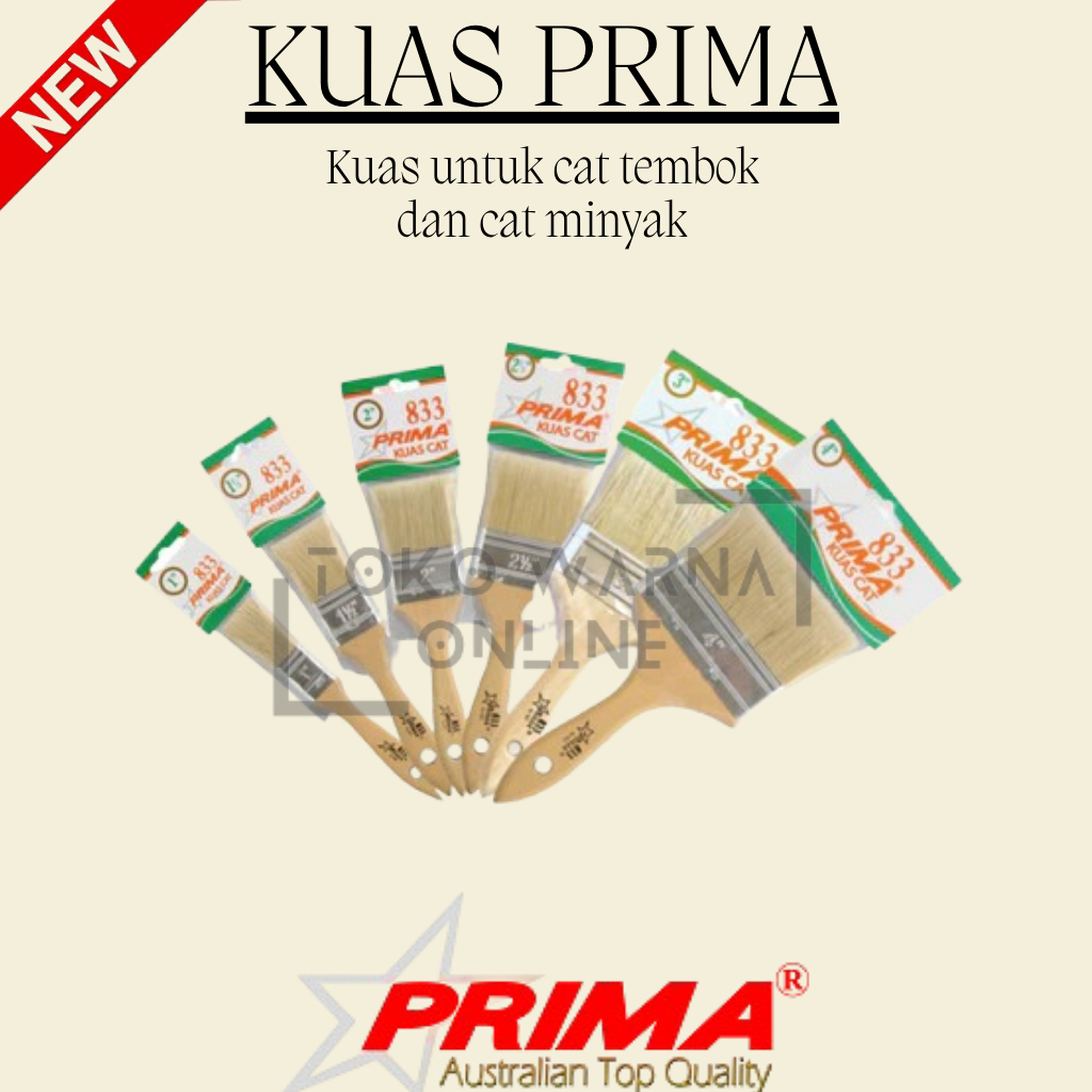 Jual KUAS CAT TEMBOK DAN MINYAK PRIMA 833 (BERBAGAI UKURAN) | Shopee ...