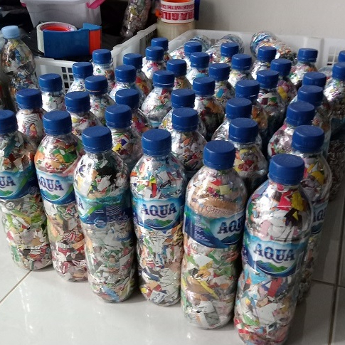 Jual ECOBRICK Ekobrik Botol Aqua 600ml Sampah Plastik Kering Padat 230 ...