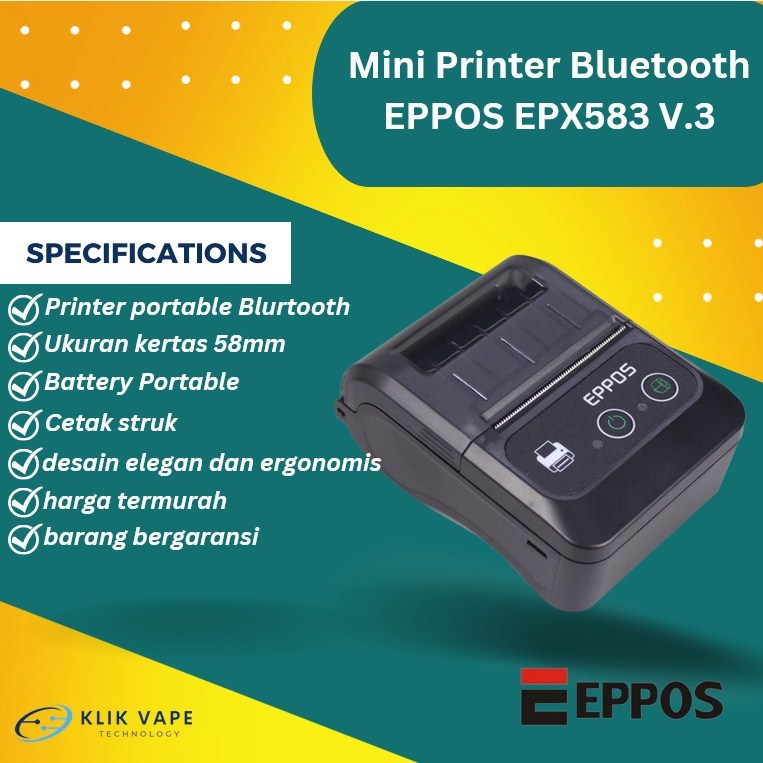 Jual TERMURAH PRINTER CETAK STRUK/RESI UKURAN 58MM Mini Printer Bluetooth EPPOS EPX583 V.3 ...