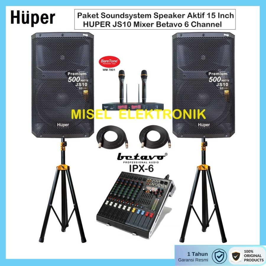 Jual Paket Soundsystem Speaker 15 Inch Huper JS10 Mixer Audio 6 Channel ...
