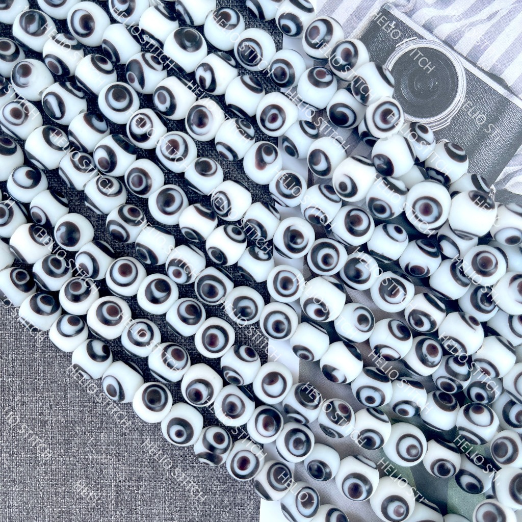 Jual 10 Butir Manik-manik Kaca Genuine Glass Beads - Spiral Monokrom ...
