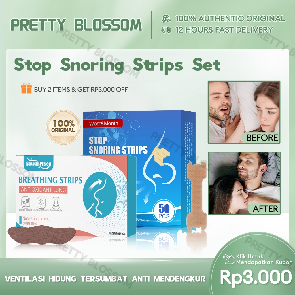 Jual West&Month Stop Snoring Strips 50pcs Nasal Ventilation Patch ...