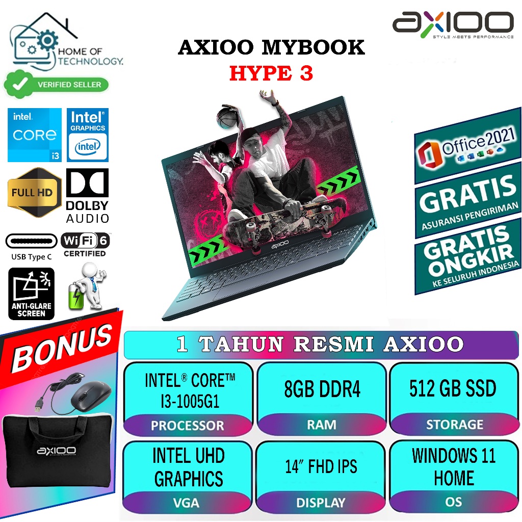 Jual AXIOO MYBOOK HYPE 3 INTEL CORE I3 RAM 8GB 512GB SSD 14 INCH FHD IPS WINDOWS 11 | Shopee ...