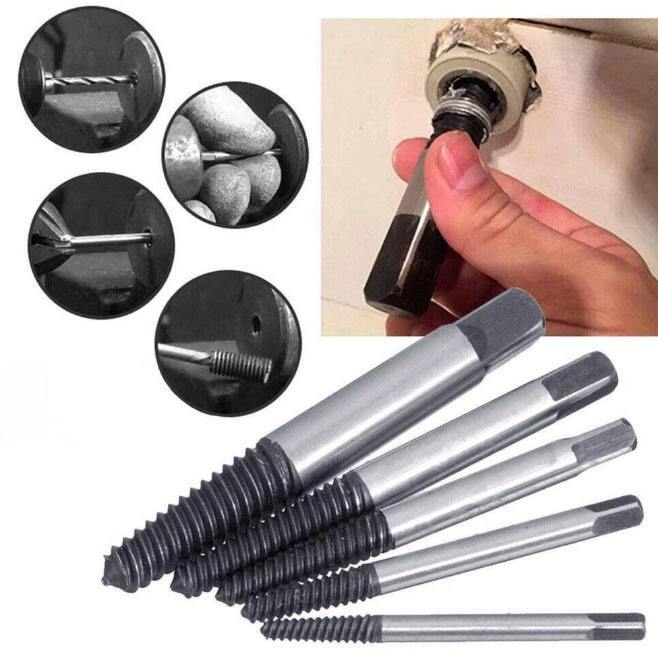 Jual 1 Set Mata Bor Extractor Broken Screw Remover 5 in 1 Komplit ...