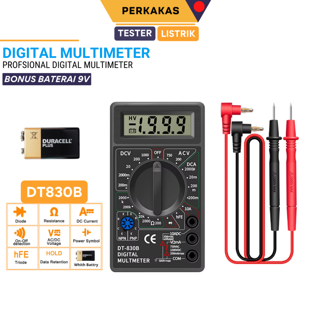Jual MULTI TESTER DIGITAL MASDA DT830 DIGITAL MULTIMETER - Paket ...