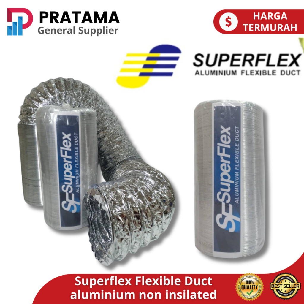 Jual Alumumium Flexible Duct non Isolasi Superflex 4" inch 10 m Pipa AC ...