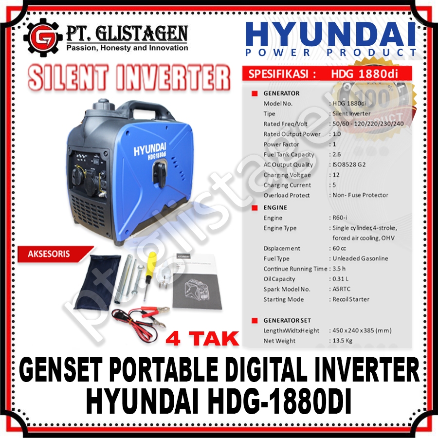 Jual HYUNDAI HDG 1880 Mesin Genset Generator Bensin Silent 4 TAK 1100 ...