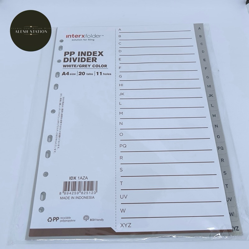Jual Index Divider A4 Inter X / Pembatas Binder Ordner / A-Z Alfabet ...