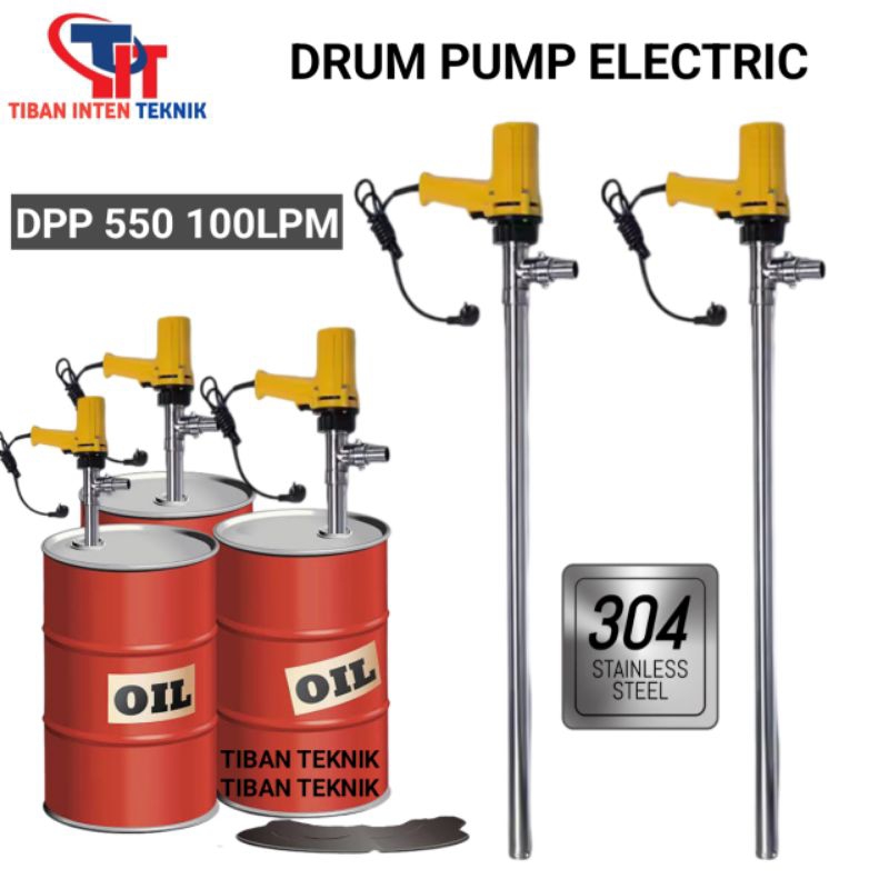 Jual Drum Pump electrik 220V SUS 304 DPP 550 Pompa Drum Oli/Solar/kimia ...