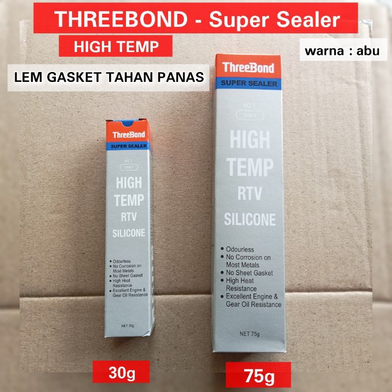 Jual Lem otomotif ThreeBond Super Sealer HIGH TEMP RTV Grey Abu Silicone Gasket Lem Karet tahan ...