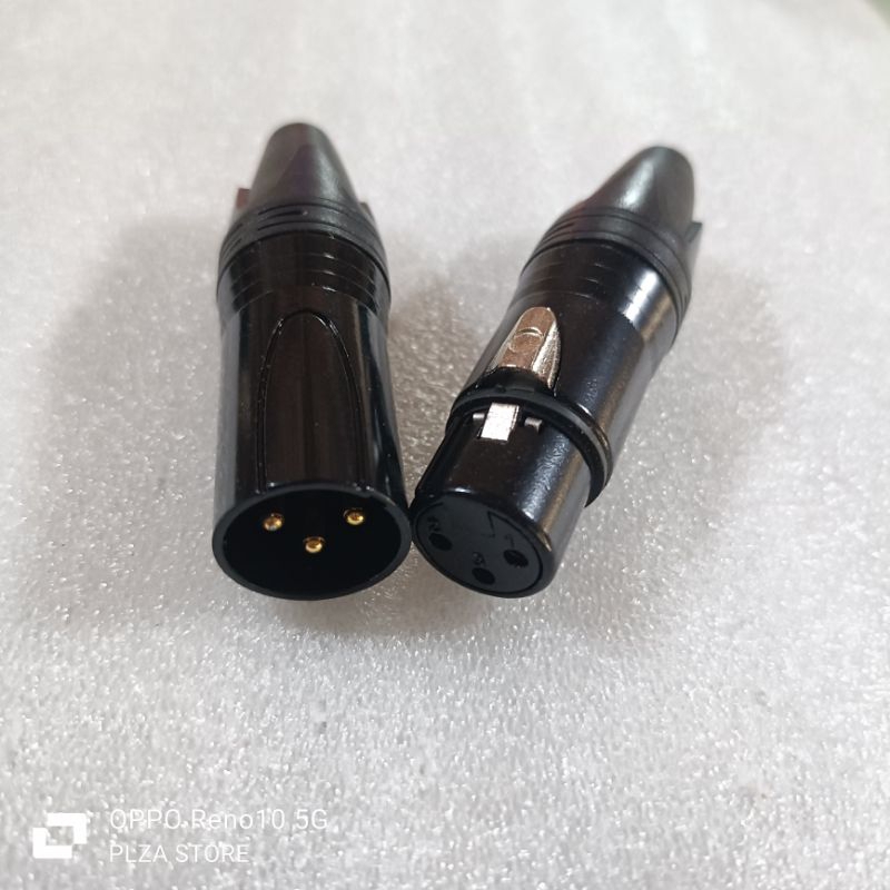 Jual Jack canon Male Female Metal black XLR 3 pin hitam besi jek jeck ...