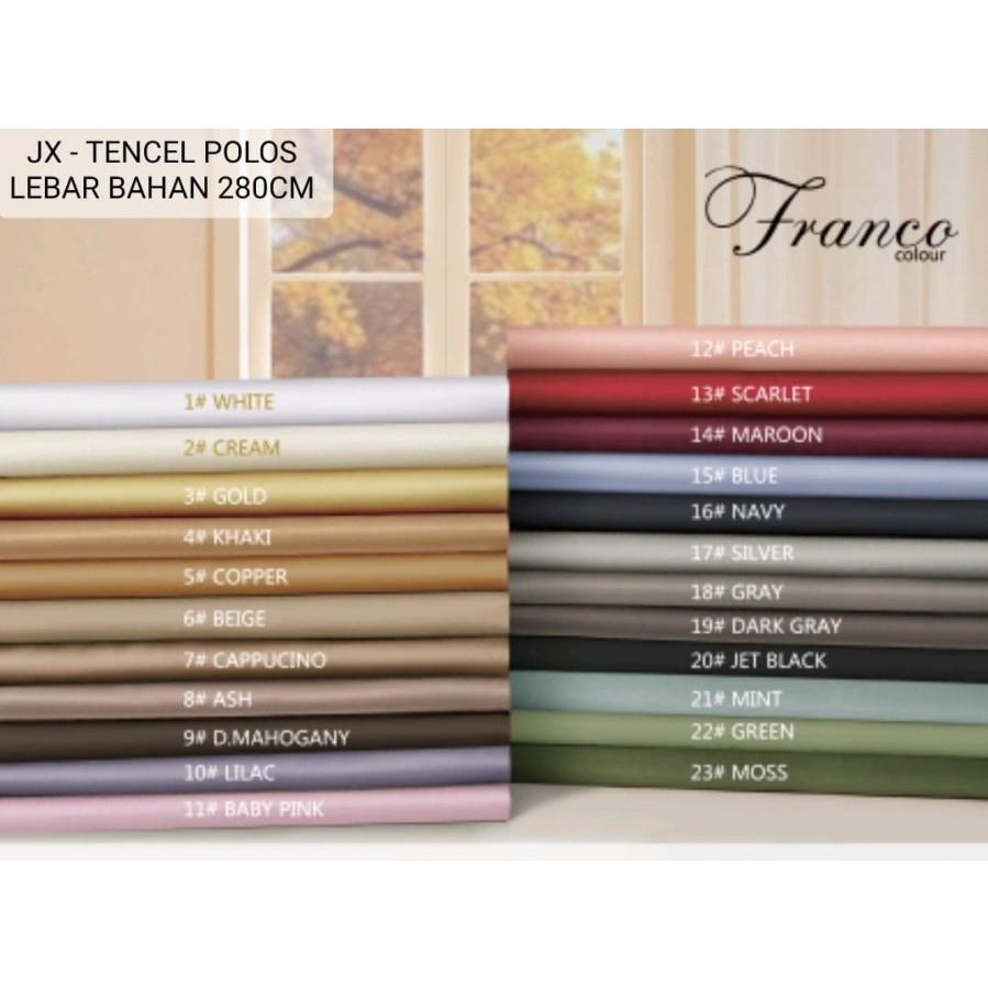 Jual Kain Sutra Organik 80S Polos Meteran Bahan kain lyocell Lebar 2,8mtr (280cm) - 50cm x 280cm ...