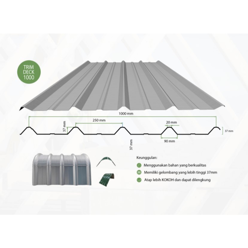 Jual ATAP SPANDEK TRIM DECK 1000 TEBAL 0,30 - 0,50 MM | Shopee Indonesia