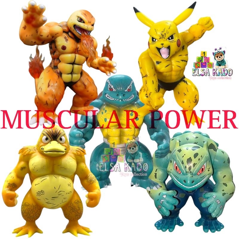 Jual Action Figure Pokemon Muscular Power Pikachu Bulbasaur Squirtle ...
