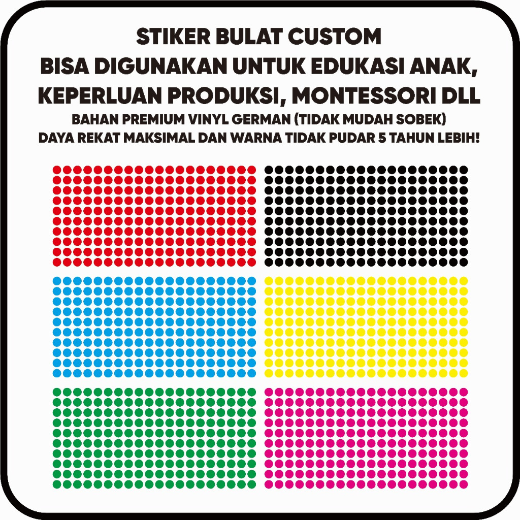 Jual Stiker bulat sticker dot sticker edukasi anak aktivitas montessori ...