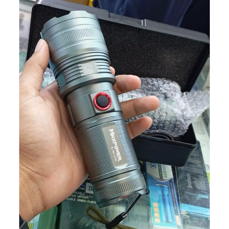 Jual Senter Tangan Maxpower Mx-B702 2000 lumens Super Zoom Led Cahaya putih | Shopee Indonesia