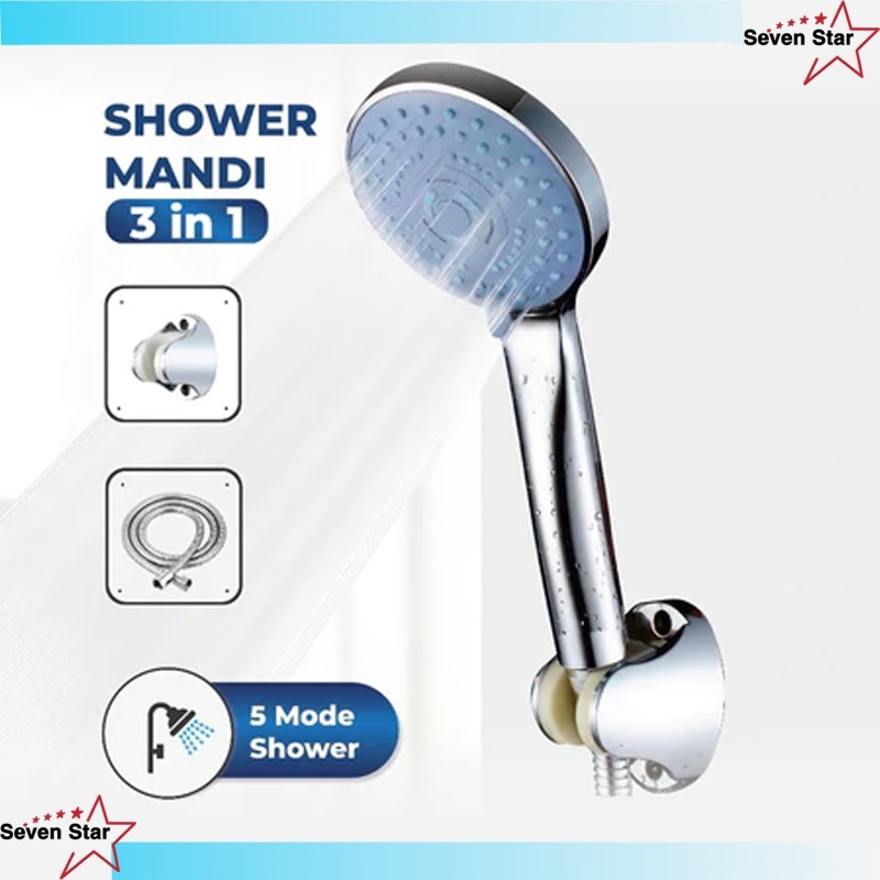 Jual Shower Mandi 3 In1 Shower Kamar Mandi Satu Set 5 Mode Shower Head Simple Kepala Pancuran ...