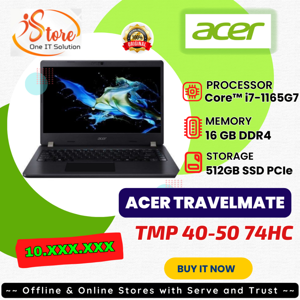 Jual Laptop Acer Travelmate TMP40-53-74HC|Core i7-1165G7/16GB DDR4 ...