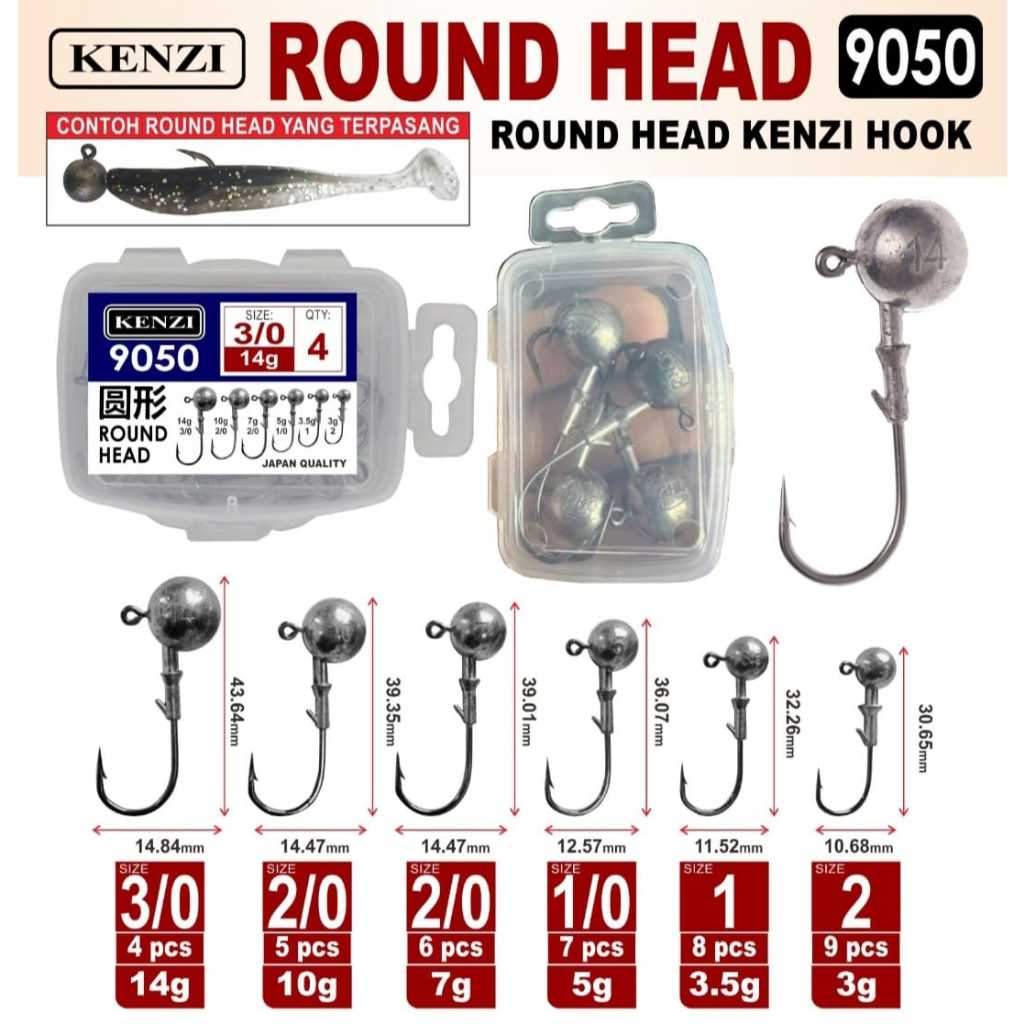 Jual JIG HEAD KENZI ROUND HEAD HOOK 9050 | Shopee Indonesia