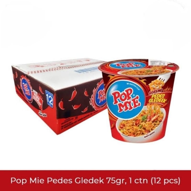 Jual Pop Mie Goreng Pedas Gledek 1 Dus isi 12pcs 75g | Shopee Indonesia