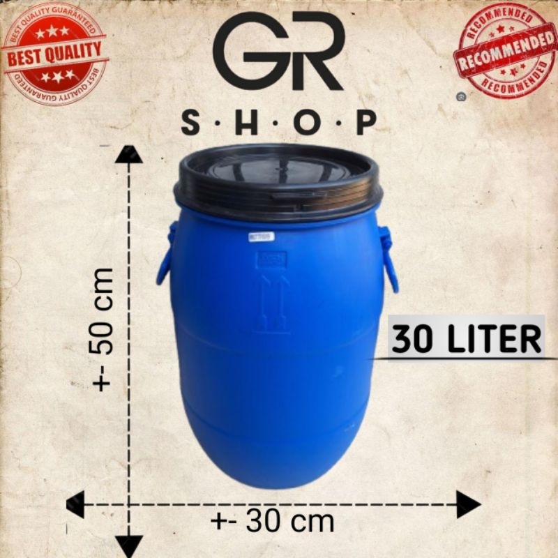 Jual Tong Drum Plastik 30 Liter Warna Biru untuk Penampungan Air dan ...