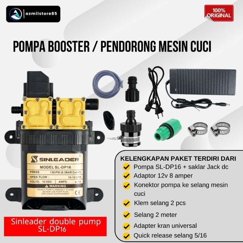 Jual POMPA BOOSTER PENDORONG MESIN CUCI POMPA DUAL SINLEADER SL-DP16 | Shopee Indonesia