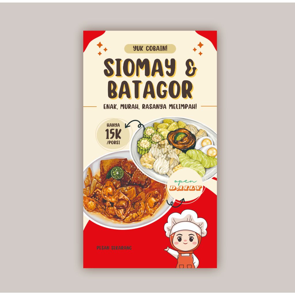 Jual BANNER jualan SIOMAY DAN BATAGOR - DESAIN MENARIK - DAPAT 2 BANNER ...