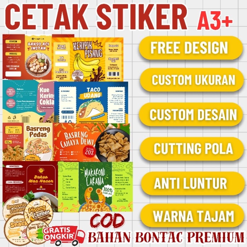 Jual stiker lebel/stiker makanan/sticker custom | Shopee Indonesia