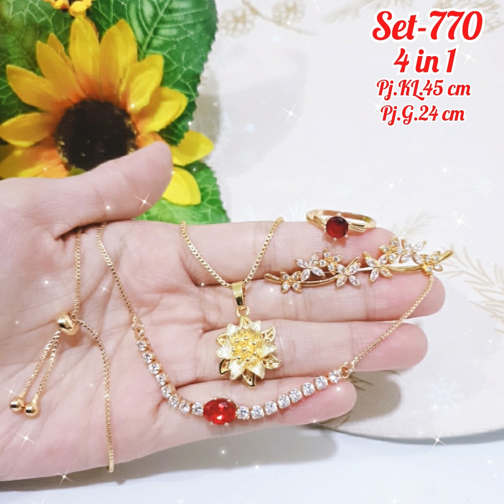 Jual SET DEWASA GELANG SERUT RANTAI PERMATA PERHIASAN MOTIF BUNGA 4 IN ...