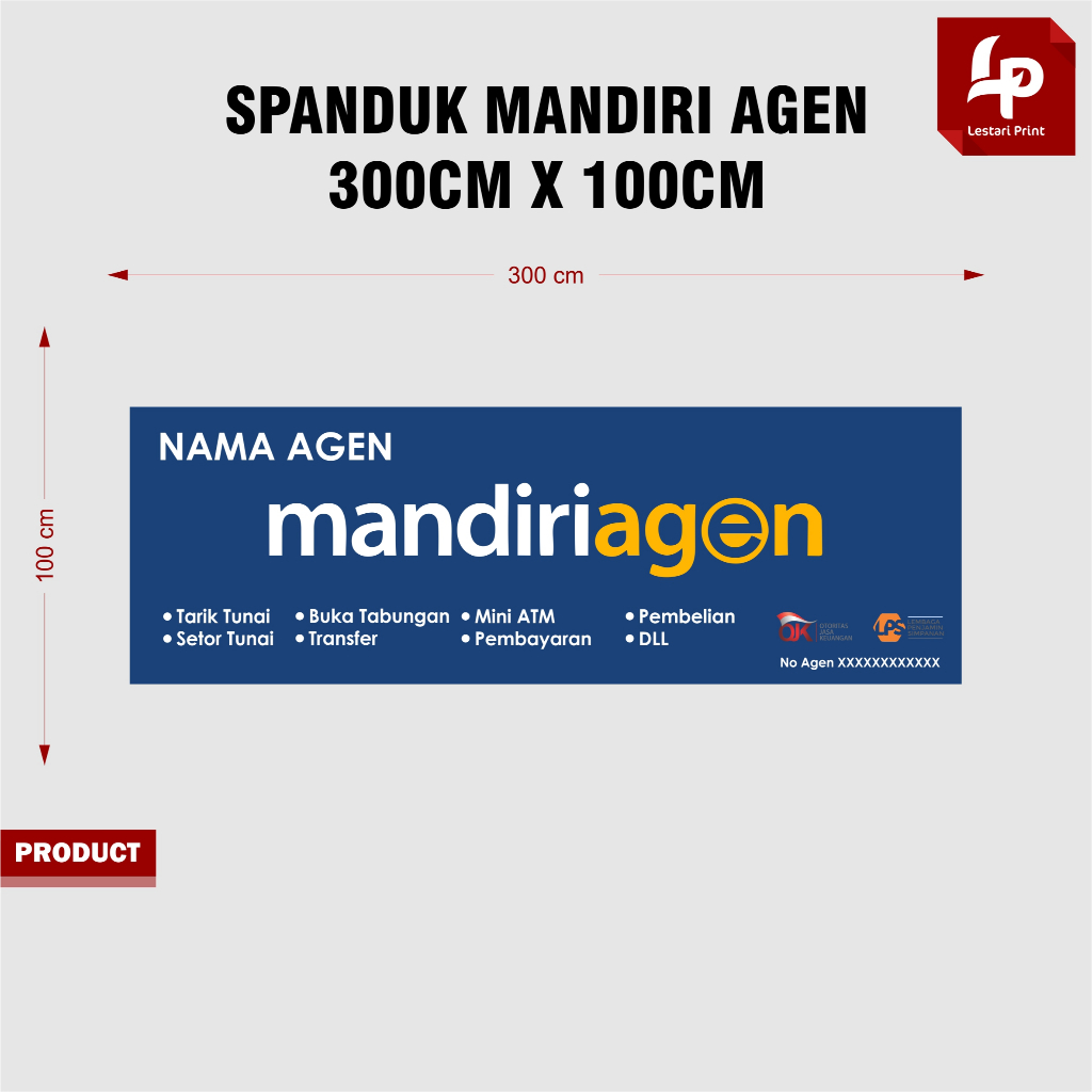 Jual SPANDUK AGEN MANDIRI - 300 CM X 100CM / CUSTOM UKURAN | Shopee ...