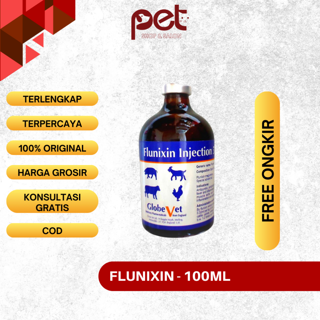 Jual Flunixin Injeksi 100 ml - Golbal Vet Flunixin 100 ml - Anti ...