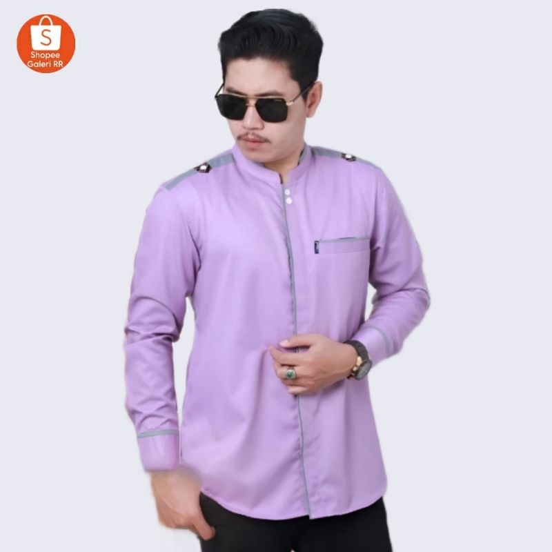 Jual Baju Koko Lengan Panjang Motif Maroko Warna Lilac Seragam Hadroh ...