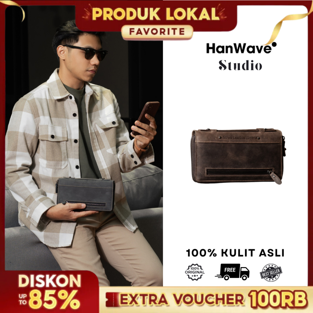 Jual HanWave Handbag Clutch Pria Kulit Sapi Asli Tas Tangan Cowok Keren ...
