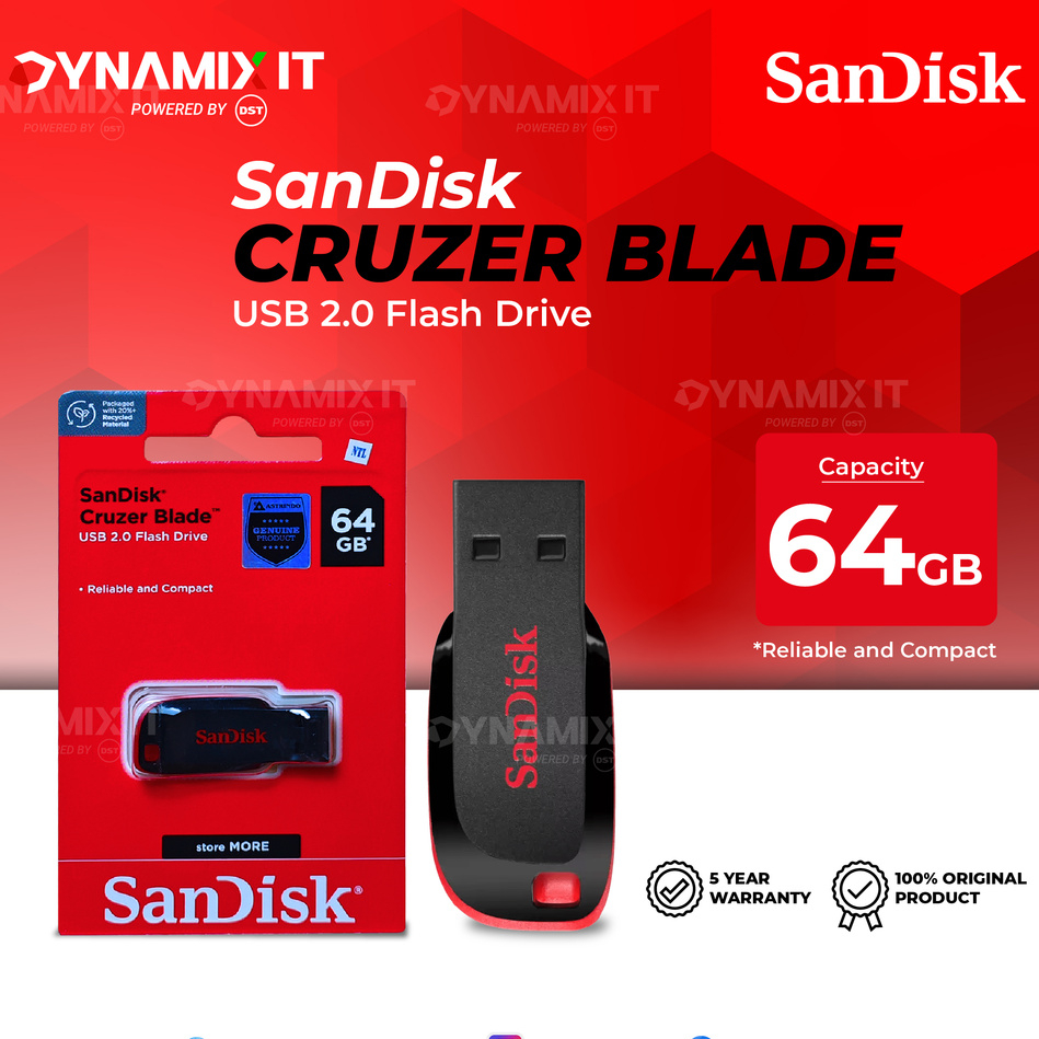 Jual USB Flashdisk Flash Disk Sandisk CZ50 Cruzer Blade - 64GB | Shopee ...
