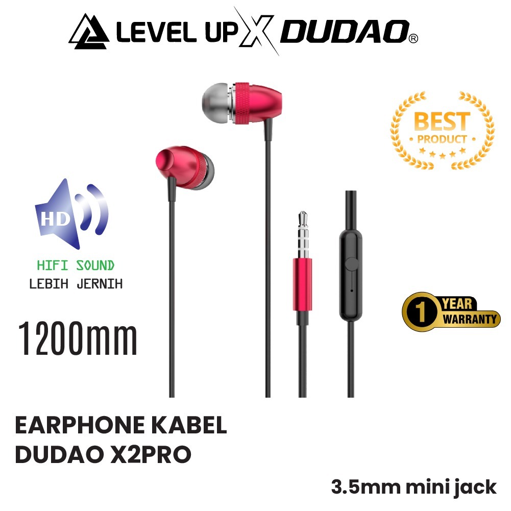 Jual LEVEL UP x DUDAO Headset Kabel Jack 3.5mm X2PRO Metal Stereo ...