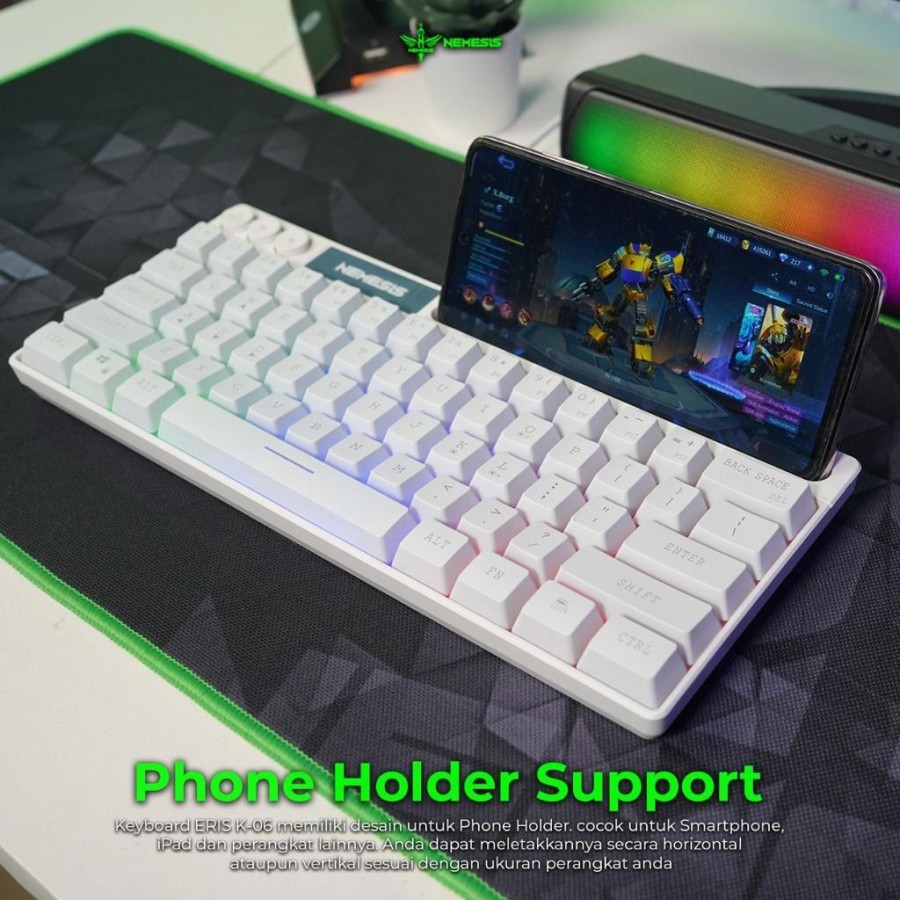 Jual Keyboard mini RGB with stand holder NYK Nemesis ERIS K-06 K06 | Shopee Indonesia