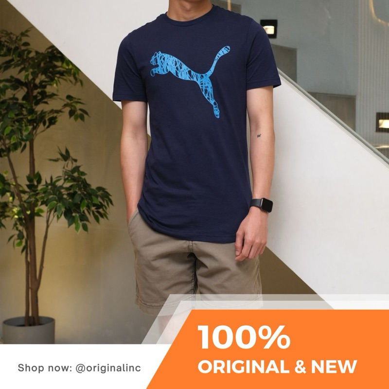 Jual PM Cat Basic Printed Logo SS Tee Navy PM-SST-149 | Shopee Indonesia
