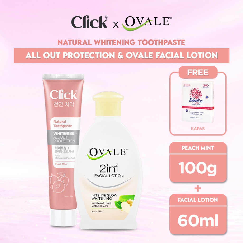 Jual Click Natural Toothpaste Whitening + All Out Protection & Ovale ...