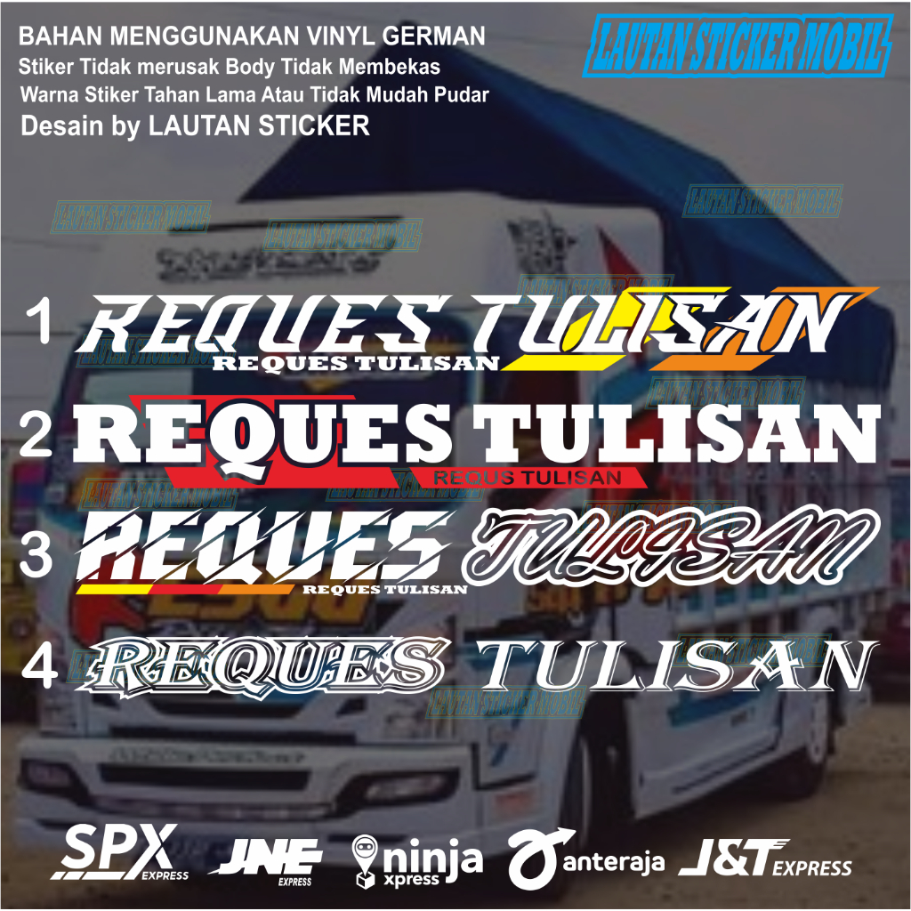 Jual Cutting Sticker stiker Kaca Mobil REQUES TULISAN Untuk Truck ...