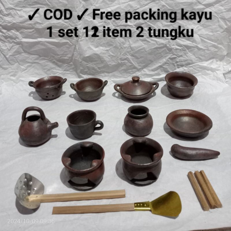 Jual 1 Set Alat Masak Pasaran anak Gerabah Tanah Liat mainan ...