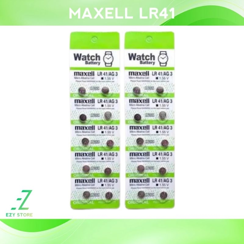 Jual Baterai Maxell LR41 AG3 SR41 Batrai LR 41 Lembaran isi 10 | Shopee Indonesia
