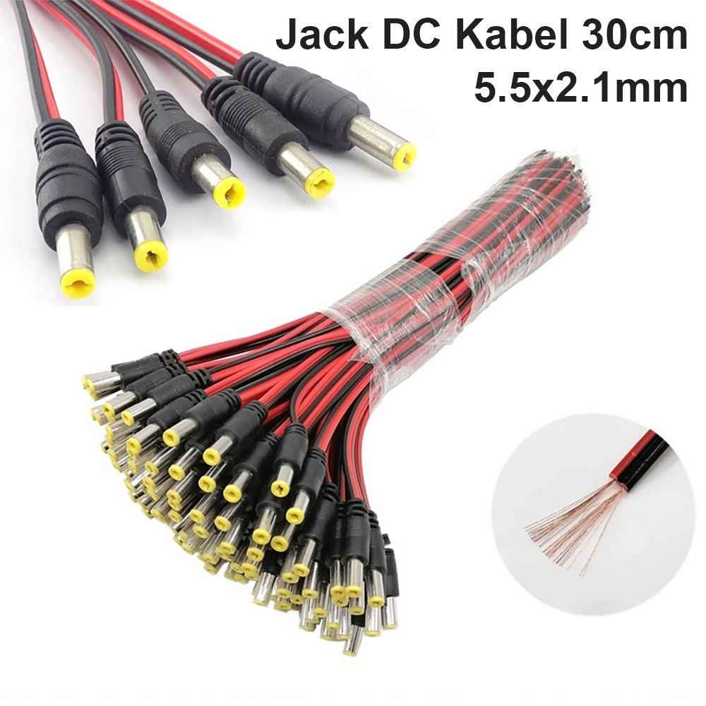 Jual 5.5x2.1mm Jack DC Kabel Male Konektor Adaptor Charger kawat Kabel ...