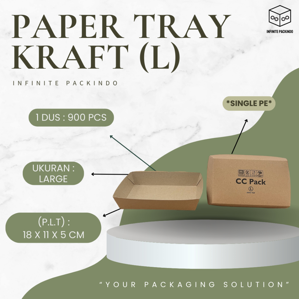 Jual (ISI 50 PCS) Paper Tray Kraft Besar / Food Tray Kraft Ukuran Large ...