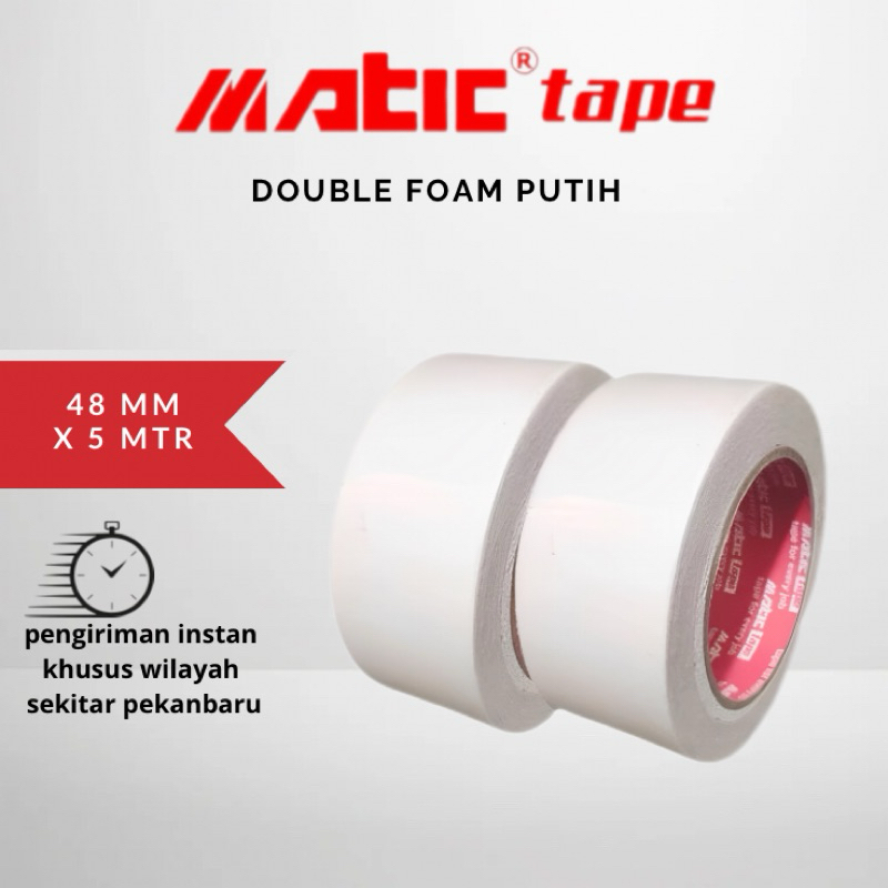 Jual MATIC Double Foam putih 48 MM x 5 MTR lakban timbal balik foam ...