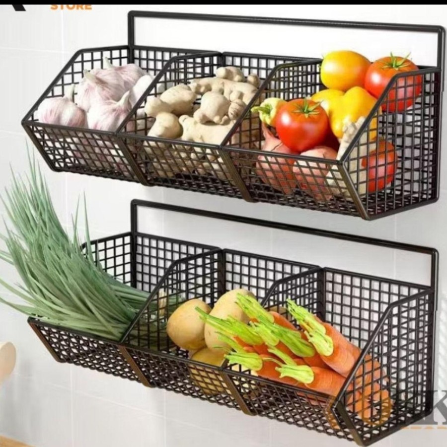 Jual Rak Penyimpanan Dinding Dapur 3 Sekat Kitchen Organizer Wall ...