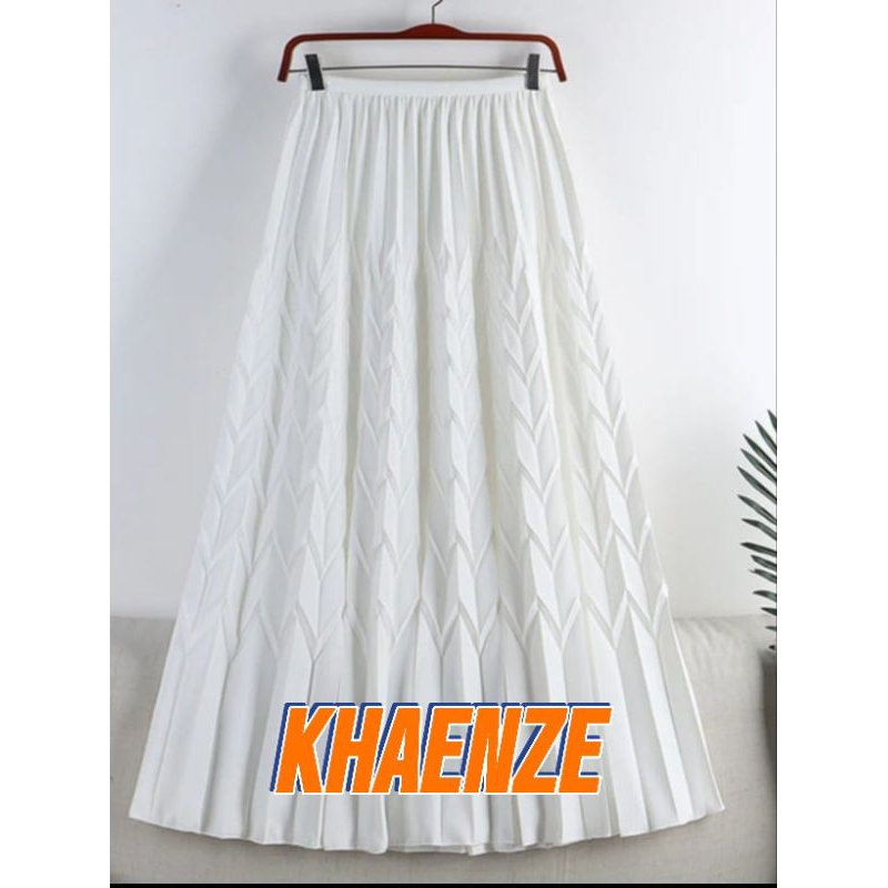 Jual KHAENZE rok plisket zigzag/ rok wanita rok plisket hitam putih / maxi skirt /pleated skirt ...
